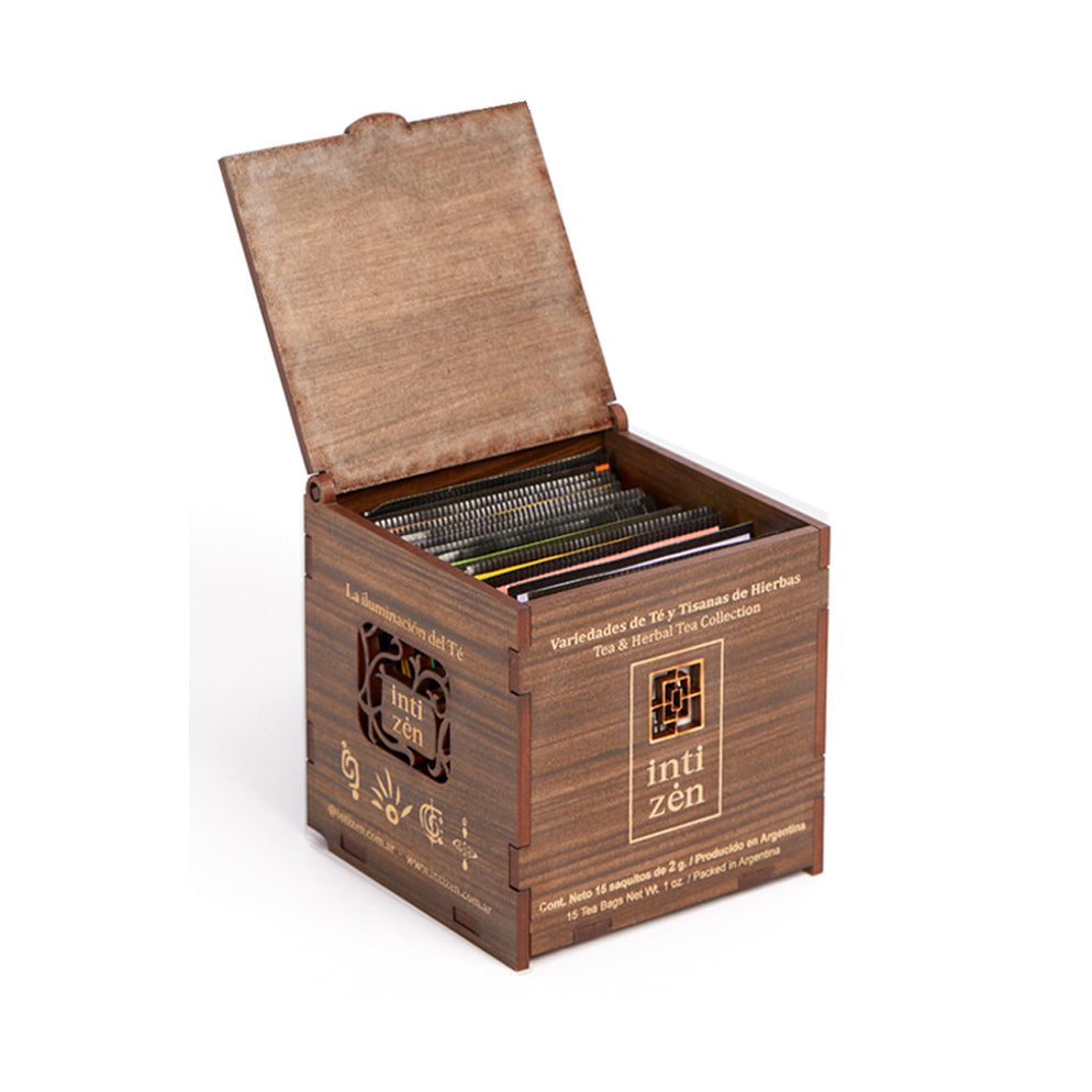 Caja Calada – 15 Saquitos Variados de Inti Zen en Madera — INTI TEA SHOP